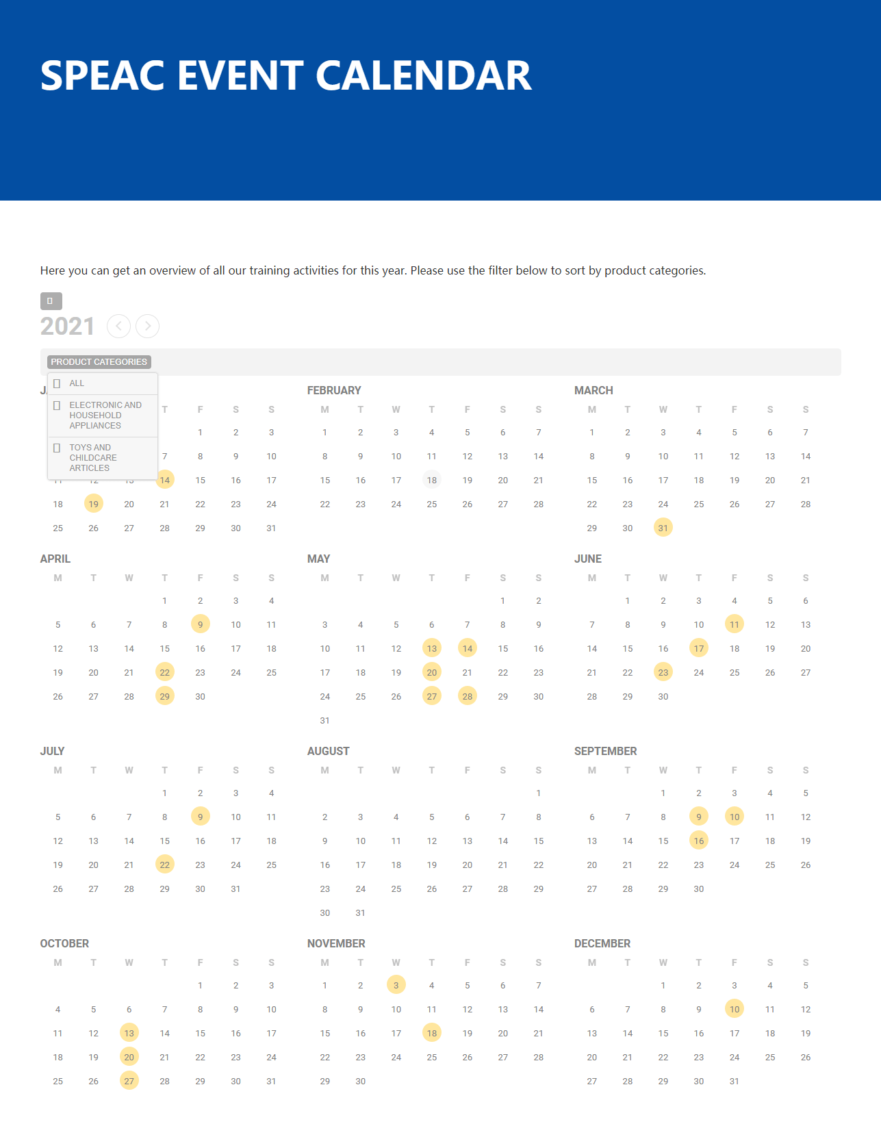 SPEAC Event Calendar Launched – SPEAC